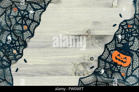 Halloween background - spider web lace, ghosts, ghosts and smiling jack ...