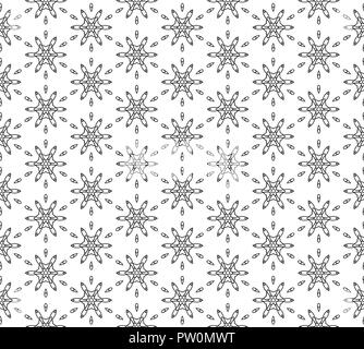 Monochrome geometric seamless pattern. Stars ornament on a black ...