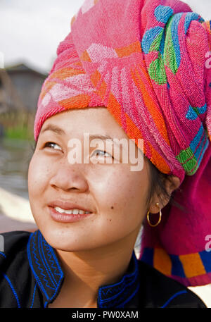 Shan ethnic woman in traditional attire perform on stage during a ...