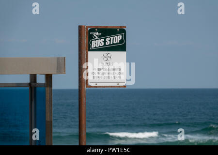 BTS Bus Stop, Oct 9, 2018 : 'BTS Bus Stop' is seen at Jumunjin beach in ...
