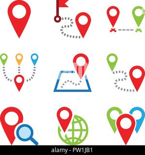 World map with color geo pins. Global tag location Stock Vector Image ...