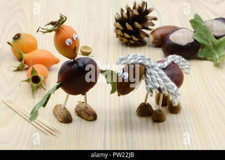 Funny chestnut man made of chestnuts and Steichhälzern in autumn Stock ...