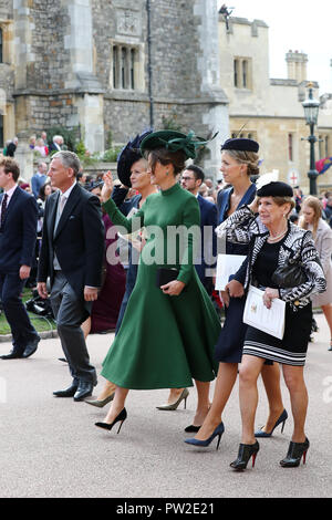 Princess Eugenie, Jack Brooksbank (centre) and Comedian Rory Bremner ...