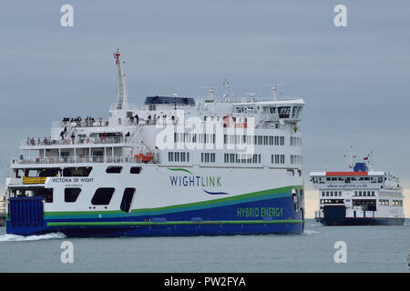 Wightlink's latest hybrid fuel ferry the Victoria of Wight seen ...