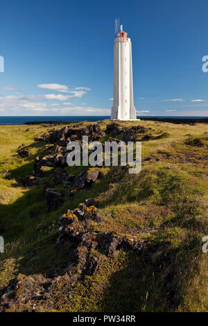 Coastal landscape with the lighthouse of Malarrif, Snæfellsjökull ...