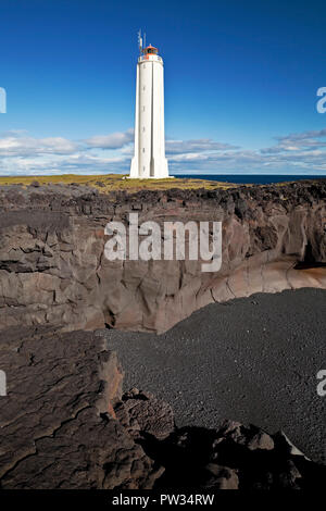 Coastal landscape with the lighthouse of Malarrif, Snæfellsjökull ...
