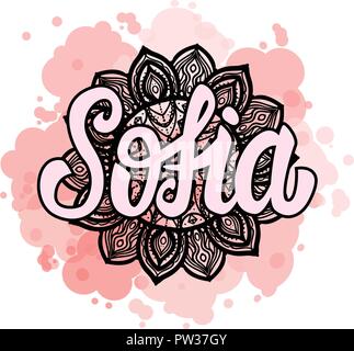 Female name Sofia. Handwritten lettering calligraphy Girl name. Vector ...