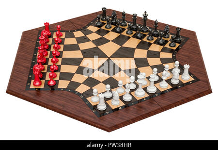 3 Player Chess or Three Man Chess. 3D rendering isolated on white ...