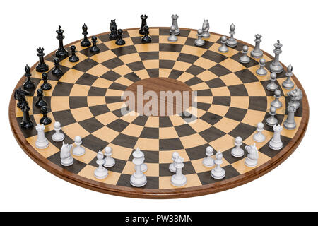 Wooden Three Player Chess. 3 Player Chess Set with Round, Circular ...