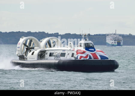 A Wightlink Isle of Wight to Portsmouth Hovercraft travels across the ...