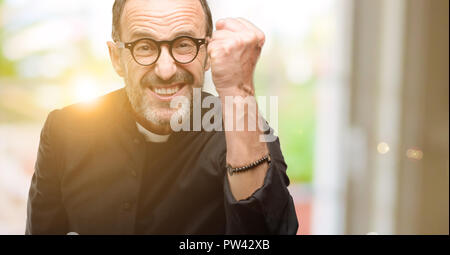 Priest religion man irritated and angry expressing negative emotion ...