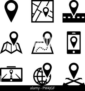 Map pins glyphs Stock Vector Image & Art - Alamy