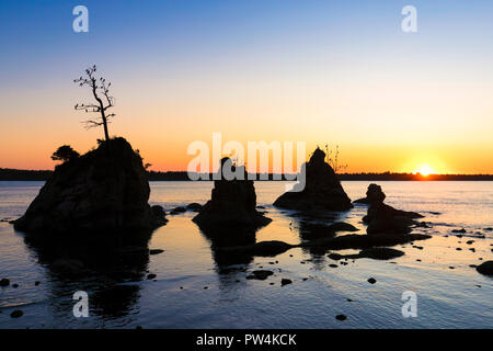 Three Graces rock formation at Garibaldi Oregon Coast during low tide ...