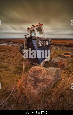 Loughor estuary boat Stock Photo - Alamy