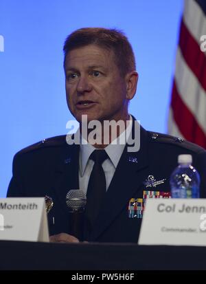 Brig. Gen. Wayne Monteith, Commander 45th Space Wing, speaks during the ...