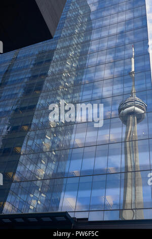 CN Tower and modern skyscrapers in Financial District, Toronto, Ontario ...