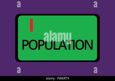 Text sign showing Population. Conceptual photo All the inhabitants of a ...