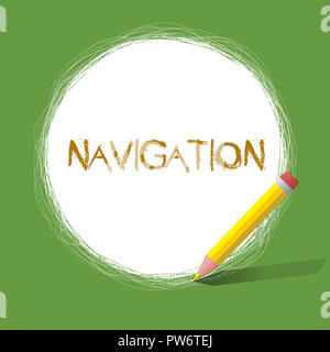 Handwriting text Navigation. Concept meaning Science of getting ships ...