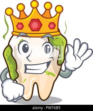 Cartoon character of a king tooth with crown and scepter in his reign ...