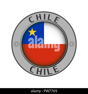 Round metal medallion with the name of the country of Cuba and a round ...