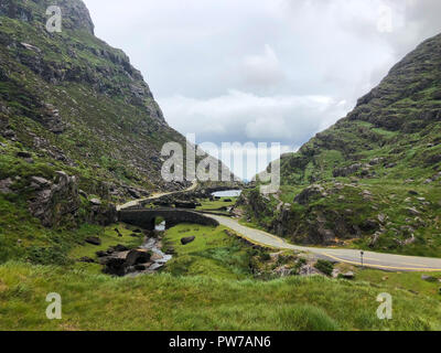Scenery of Killarney National Park, dramatic sky, green mountains and ...
