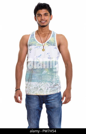 young indian man Standing isolated over white background Stock Photo ...