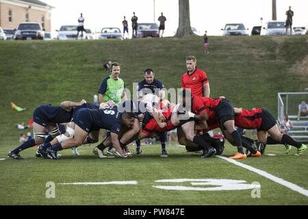 U.S. Marines assigned to the All Marine Rugby Team stand together ...