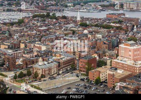 Charlestown historic district aerial view including Bunker Hill ...