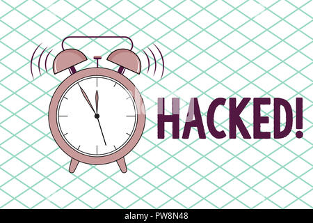 Conceptual hand writing showing Hacked. Business photo showcasing Gain ...