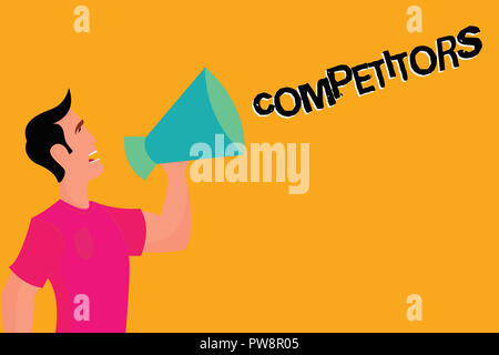 Text sign showing Competitors. Conceptual photo Persons takes part in ...
