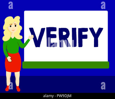 Writing note showing Verify. Business photo showcasing make sure or ...
