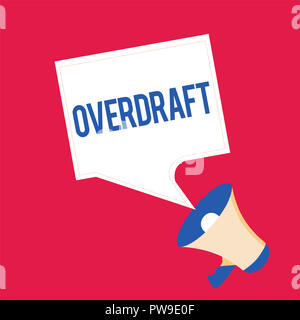Writing note showing Overdraft. Business photo showcasing Deficit in ...