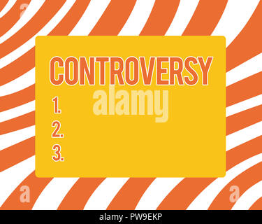 Text sign showing Controversy. Conceptual photo Disagreement or ...