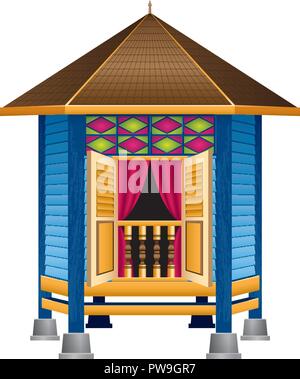 A beautiful traditional wooden Malay style village house Stock Vector ...