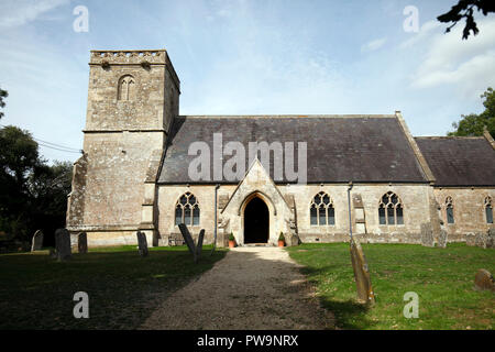All Saints church, Garsdon, Wiltshire, UK. Medieval tower. Contains the ...