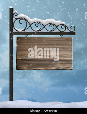 rustic shield wrought blacksmith snow weathered night Stock Photo - Alamy