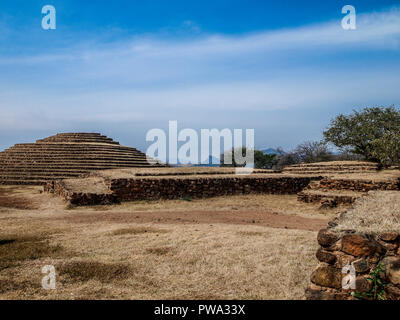 view of a circular pyramid in the archaeological zone of Guachimontones ...