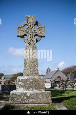 Kirk Maughold Church and graveyard, Maughold, Isle of Man Stock Photo ...