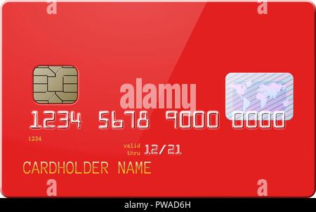 Front and back of red debit card design with detail isolated on a Stock ...