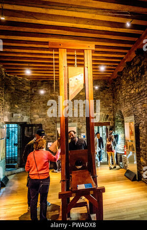 Medieval guillotine in the historic city of Ghent in Belgium Stock ...