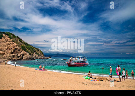 Megalos Aselinos beach, at the north coast of Skiathos island, Northern ...