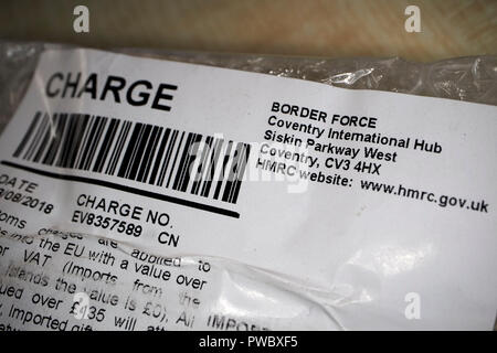 border force customs charge on parcel imported from outside the EU ...