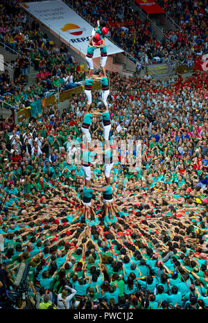 Tarragona, Spain. October 2018: Castells Performance in the XXVII ...