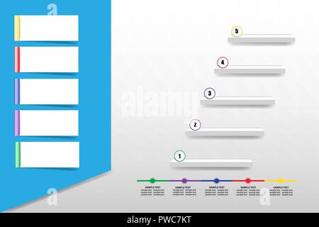 Empty infographic of stairs showing the five steps of process. Empty ...