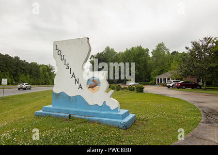 Louisiana, USA, Welcome to Louisiana State Sign, Bienvenue en Louisiana ...