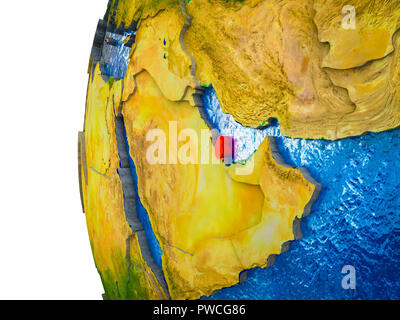 Qatar Highlighted on 3D Earth model with water and visible country ...