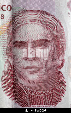 Jose Maria Morelos portrait from Mexican money Stock Photo - Alamy