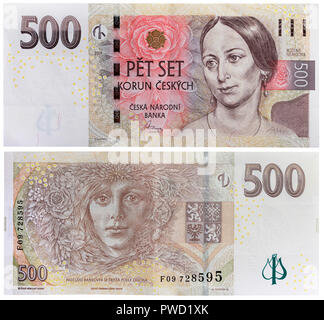 The reverse side of Czech Republic 500 Koruna banknote featuring ...