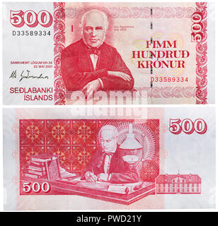 Iceland 500 Five Hundred Kronur Bank Notes Stock Photo - Alamy
