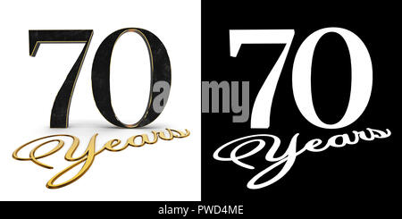 Golden number seventy (70 years) on white background with pattern style ...